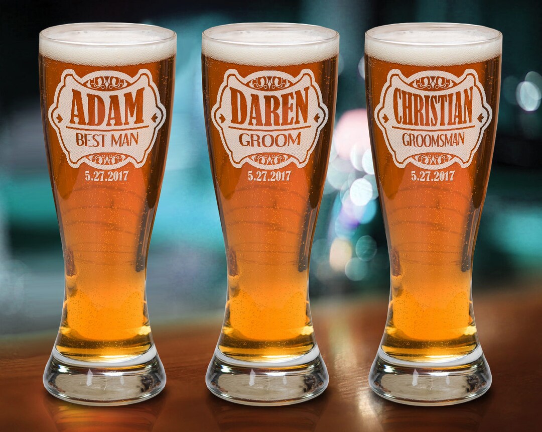Pilsner Glass ONE Wedding Party Favor Personalized Pilsner Glass ...