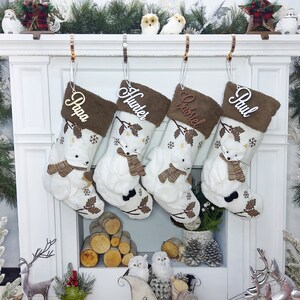 Woodland Lodge Deer Squirrel Fox Sherpa Christmas Stocking White Brown ...