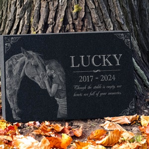 Customizable Granite Pony Horse Memorial: Engraved Headstone W/ Photo ...