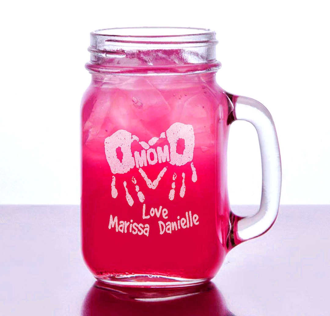 Mom Kids Handprint Mothers Birthday Gift Idea Mason Jar Personalized ...