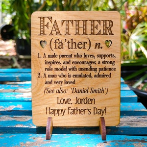 Definition of Father Personalized Fathers Day Wood Greeting Card With ...
