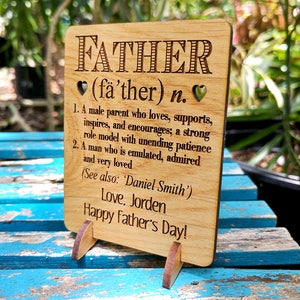 Definition of Father Personalized Fathers Day Wood Greeting Card With ...