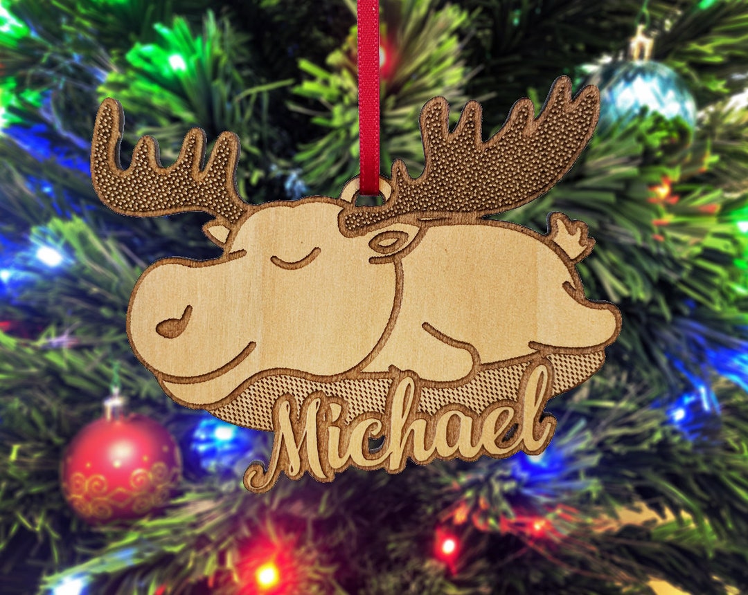 Moose Custom Wooden Holiday Ornament Gift Country Rustic Decor Birthday ...