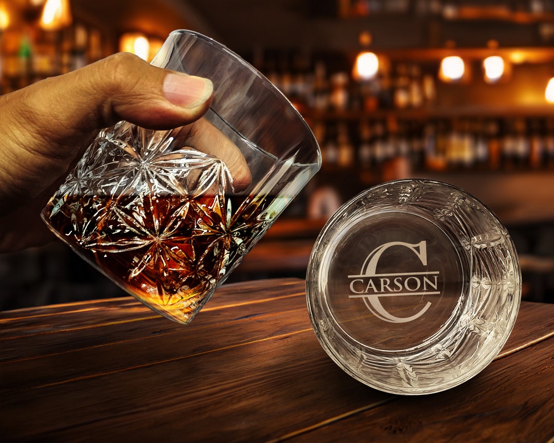 Custom Bourbon Gift for Men: Personalized Whiskey Glass W/ Bottom ...