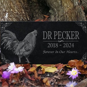 Personalized Chicken Memorial Stone W/ Photo: Rooster Headstone, Hen ...