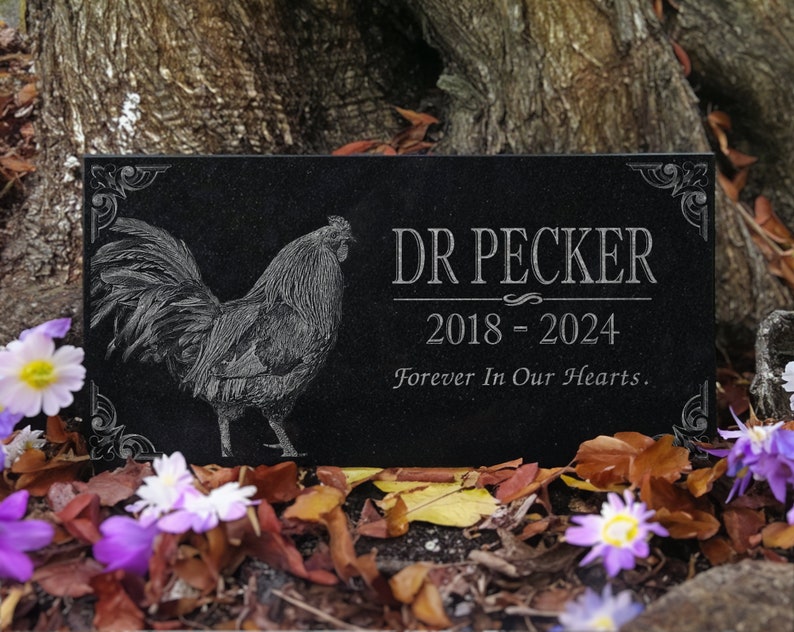 Personalized Chicken Memorial Stone W/ Photo: Rooster Headstone, Hen ...