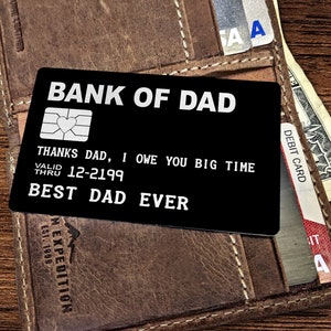 Bank of Dad Engraved Wallet Insert Fathers Day Gift Deployment Man ...