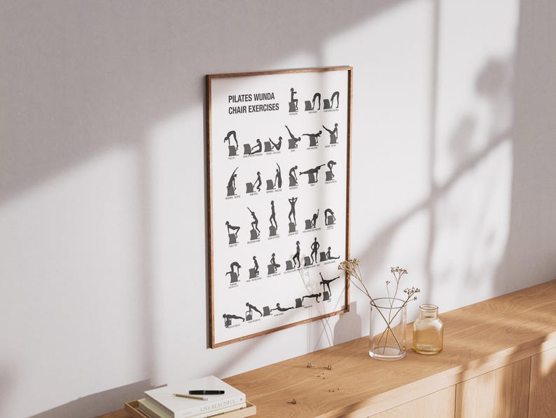 Pilates Wunda Chair Exercise Poster, Pilates Studio Wall Art ...