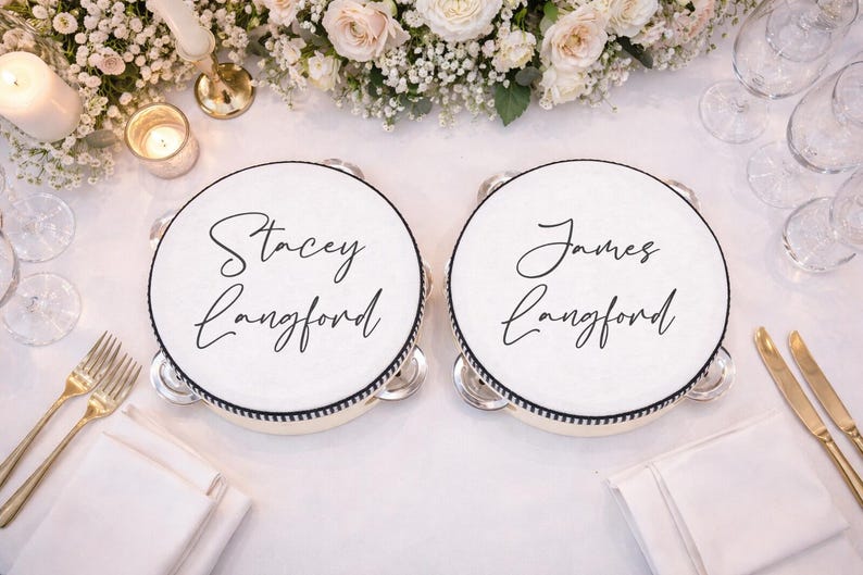 Personalised Wedding Tambourines 6” | Custom Wooden Tambourine Party ...
