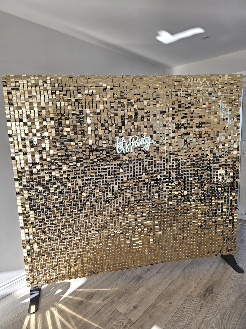 Champagne Gold Sequin Shimmer Wall Backdrop | Sparkle Glimmer Panel ...