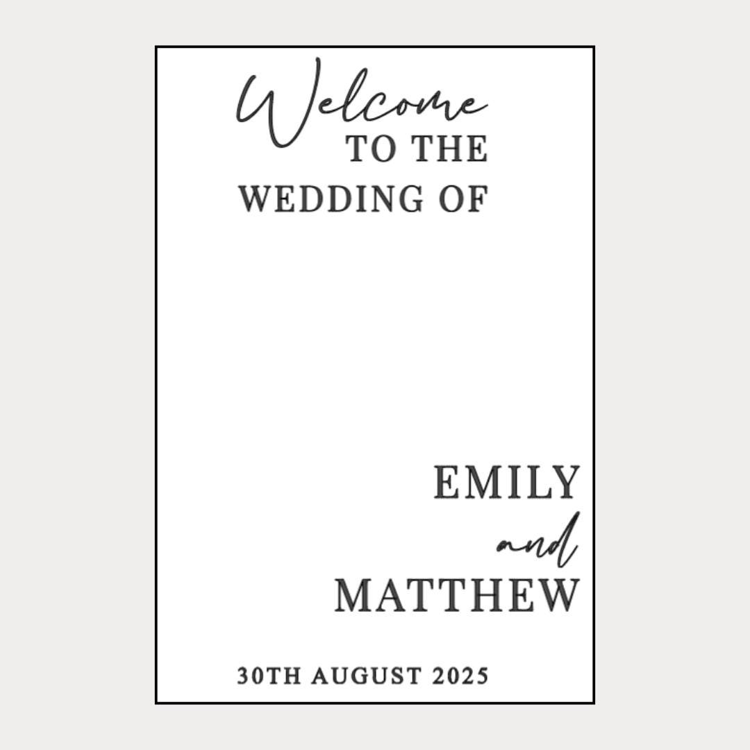 Wedding Welcome Sign Vinyl Decal Only | Custom Personalised Sticker for ...