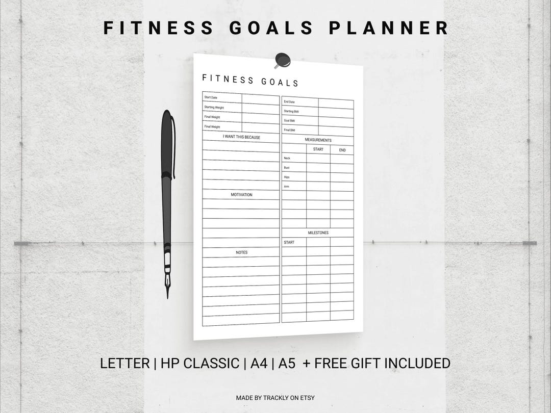 Fitness Goals Tracker | Printable Workout Log | Fitness Progress ...