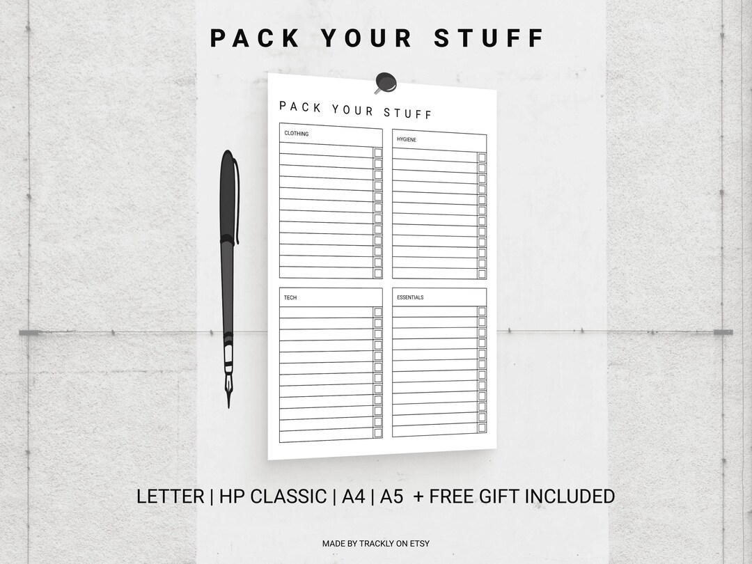 Pack Your Stuff Checklist | Printable Packing List Template | Travel ...