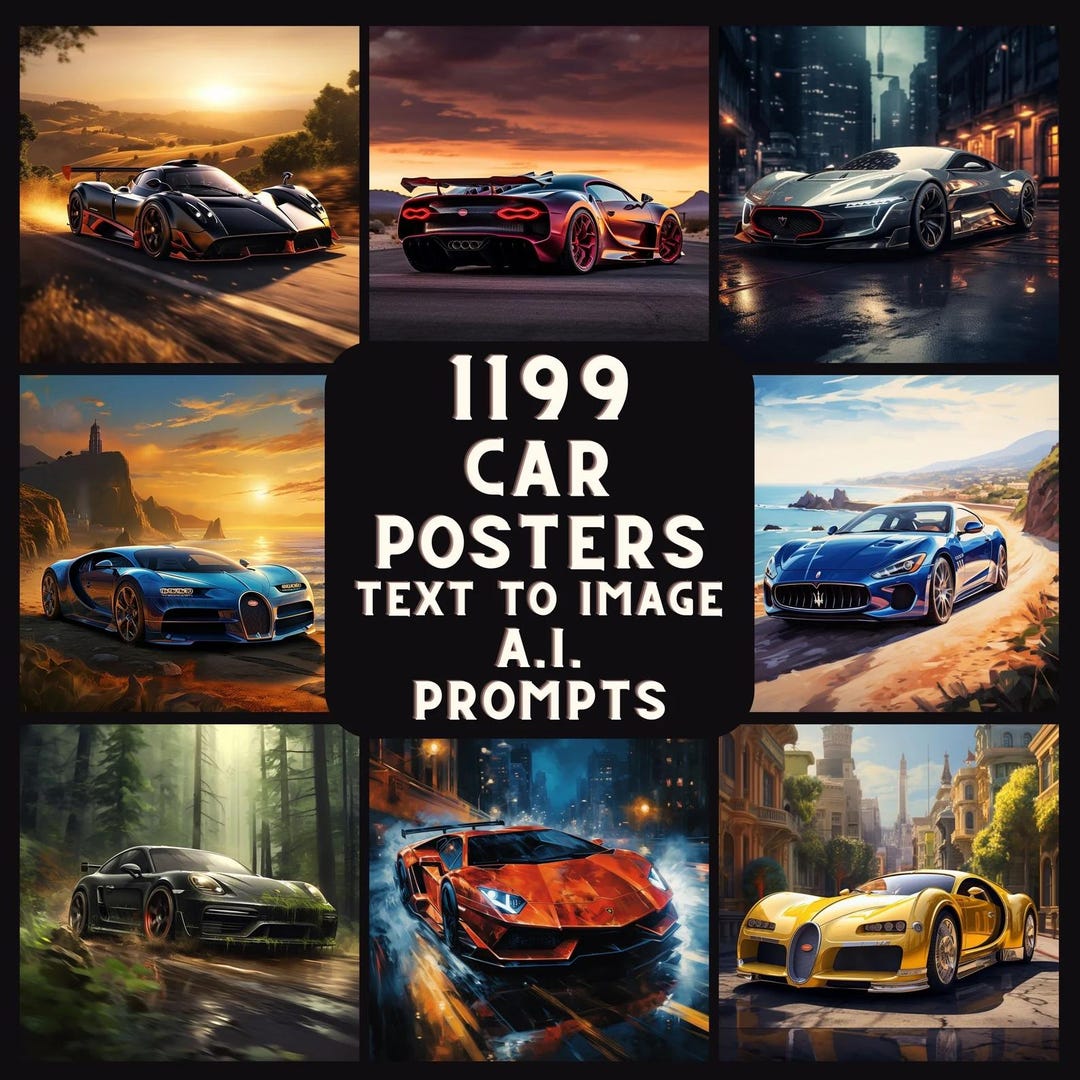 1199 AI Car Posters Prompts, Digital Download, Digital Products, Digital Bundle - Etsy