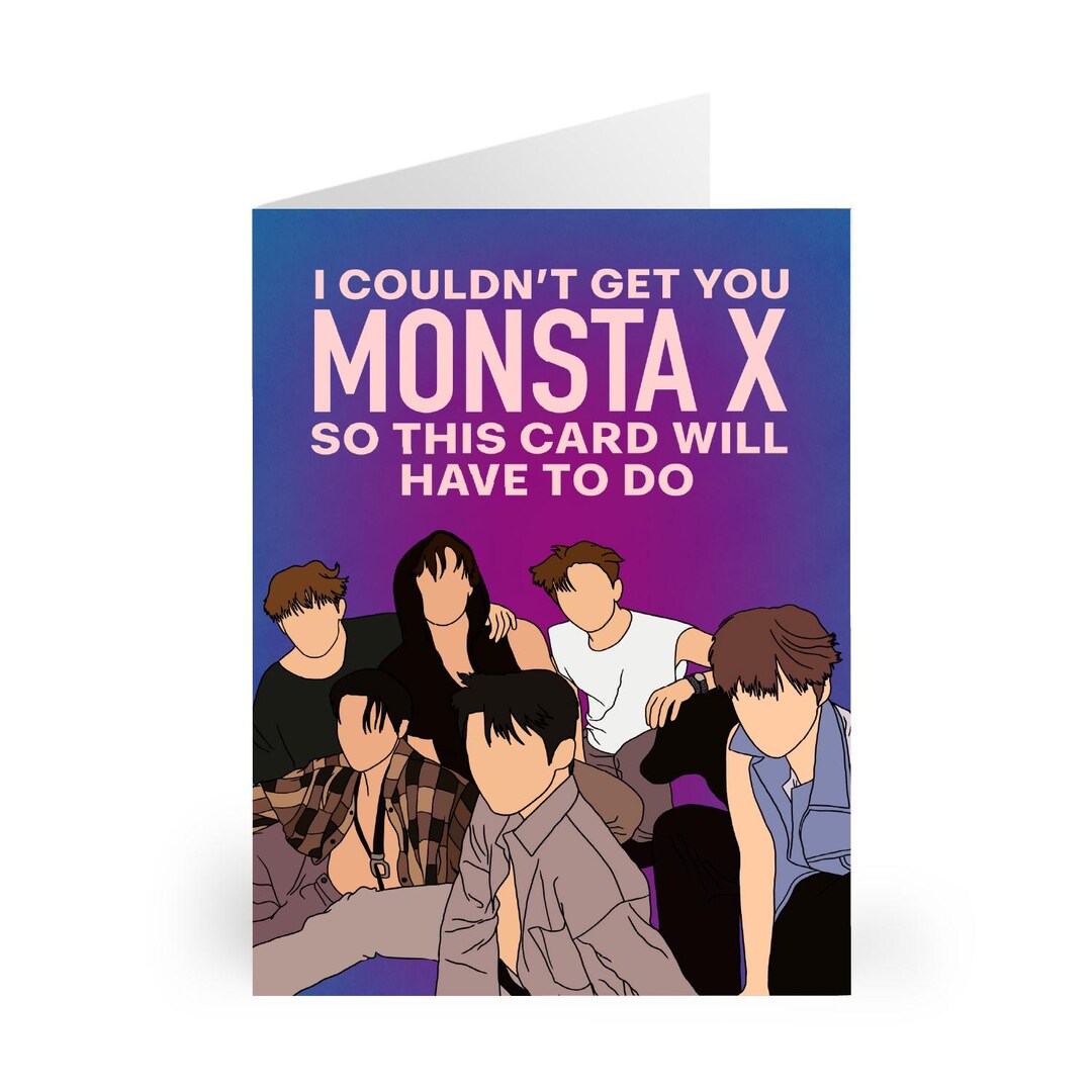 MONSTA X Inspired K-pop Greetings Card - KPOP Birthday, Monbebe - A5 ...