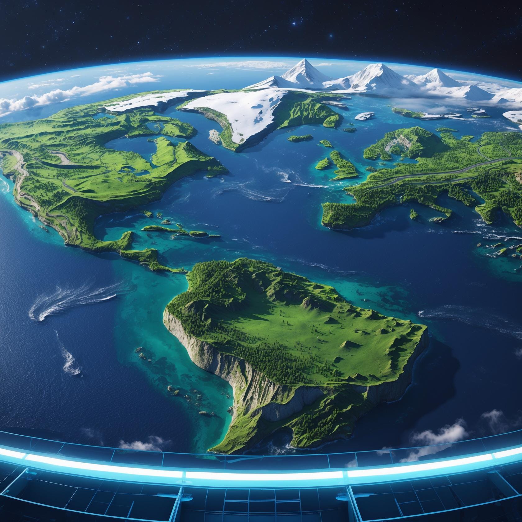 Earth Landscape From Space, Aerial View of Continents and Oceans ...