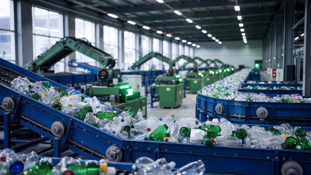 Industrial Waste Recycling Conveyor Belt System, Plastic Bottle Sorting ...