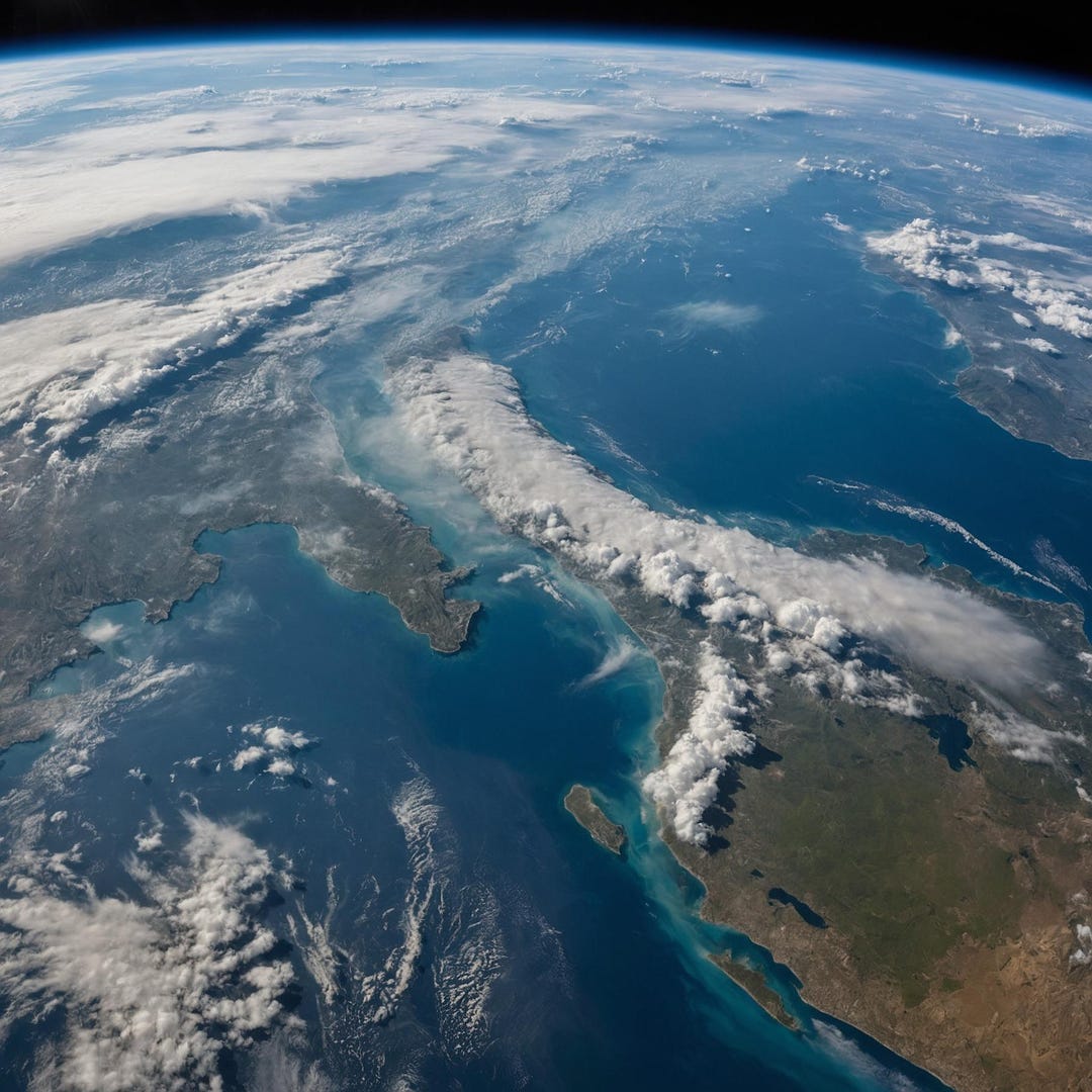 Earth Landscape From Space, Aerial View of Continents and Oceans ...