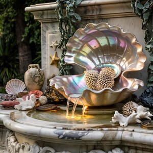 Elegant Marble Fountain Collection, Ornate Shell and Angel Sculptures ...
