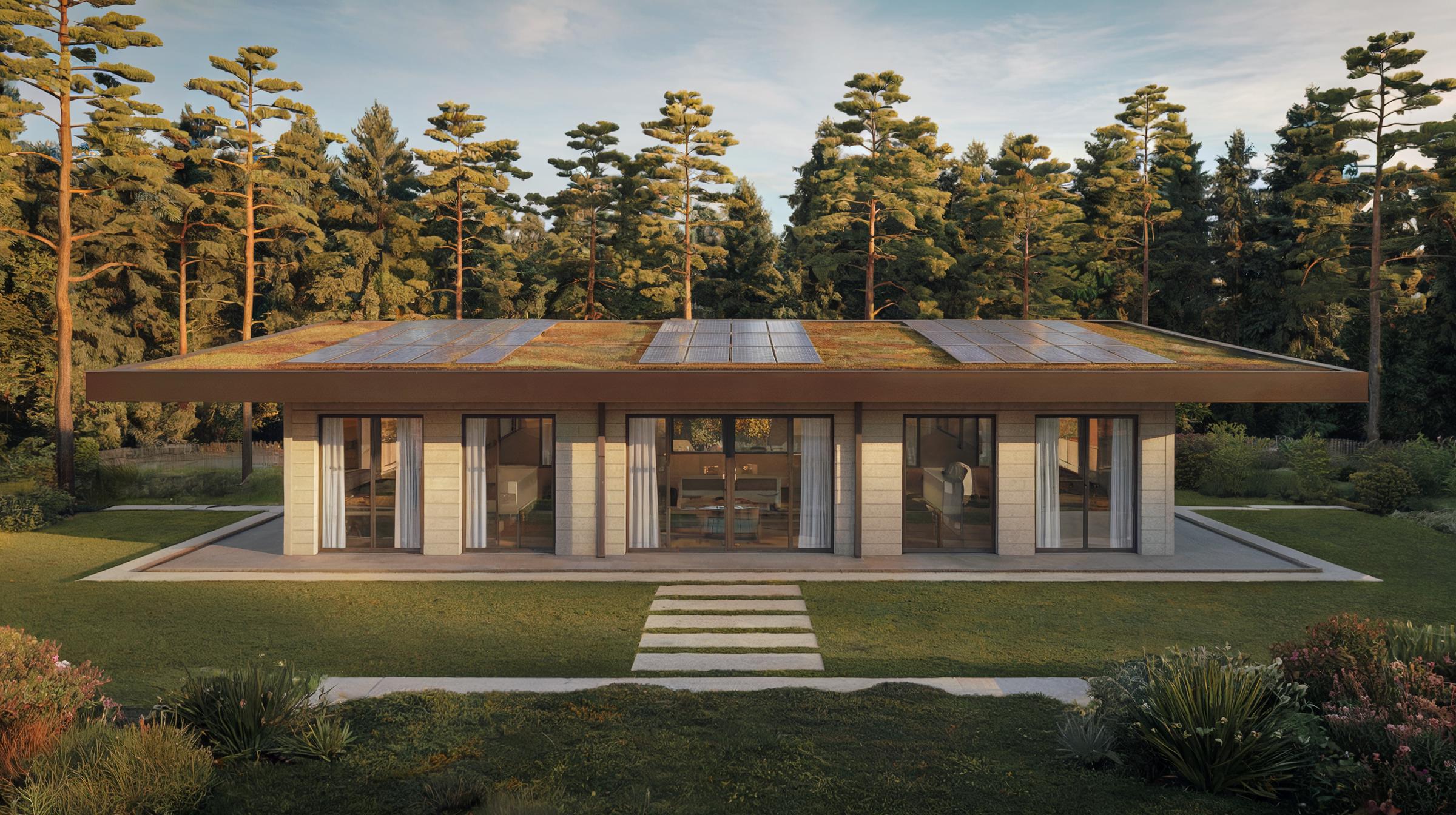 Eco House With Green Roof and Solar Panels – Sustainable Architecture ...