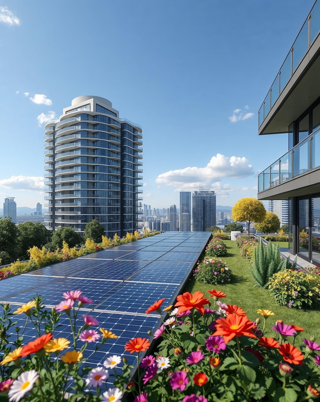 Eco Rooftop Garden With Solar Panels – Vertical Wall Art, Sustainable ...