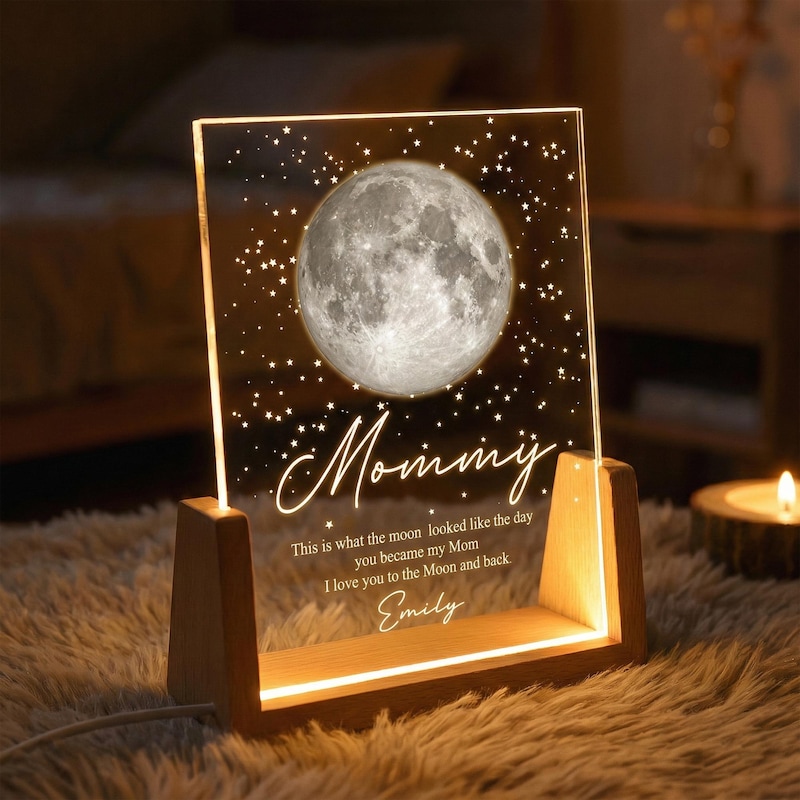 Moon Lamp Wooden Frame - Etsy UK