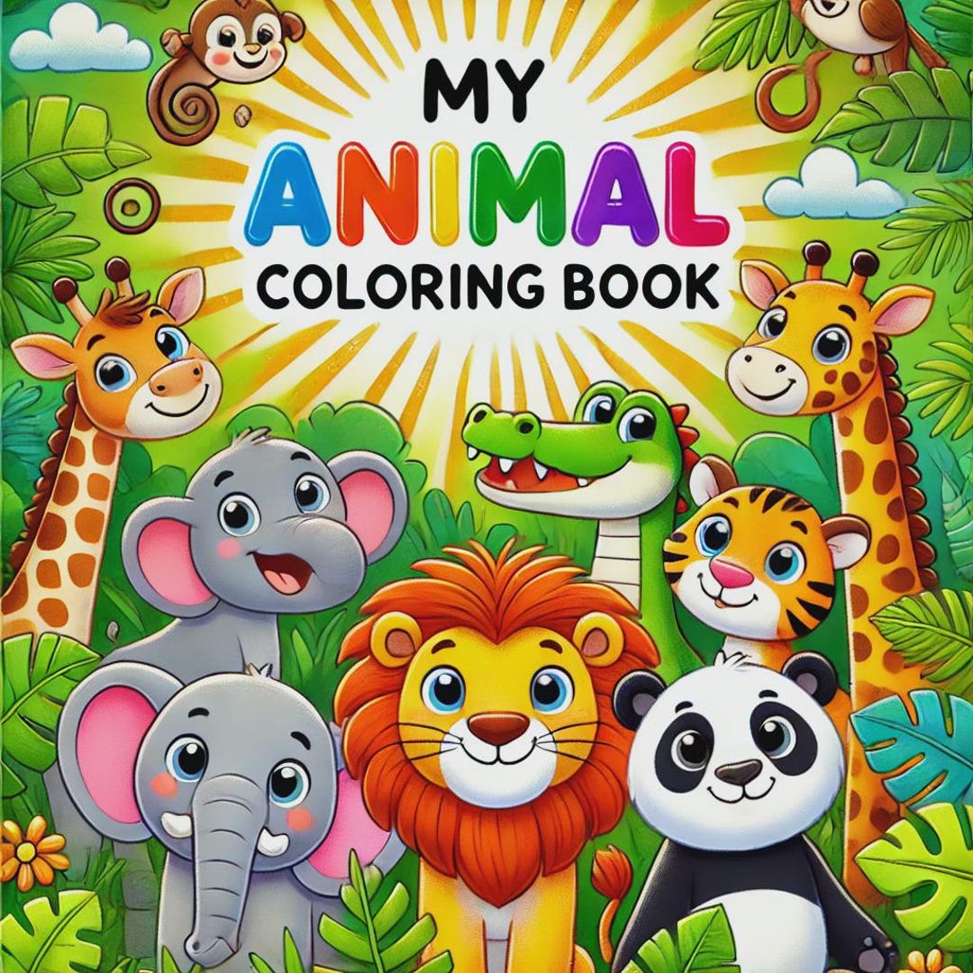 Kids Jungle Animal Coloring Book: Fun Printable Pages (PDF Download - Etsy