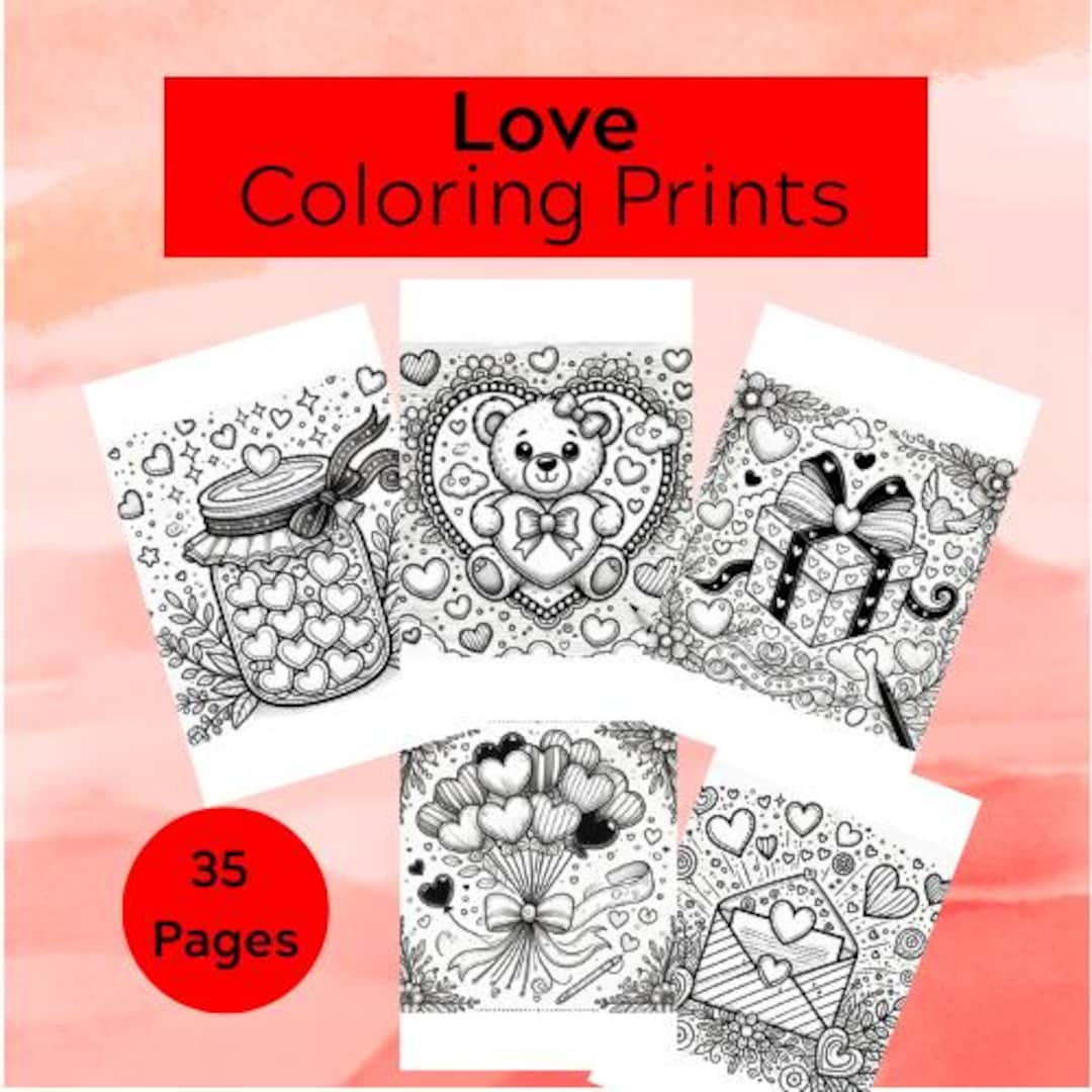 Love Coloring Book Pages for Kids: 35 Simple & Complex Designs (digital ...