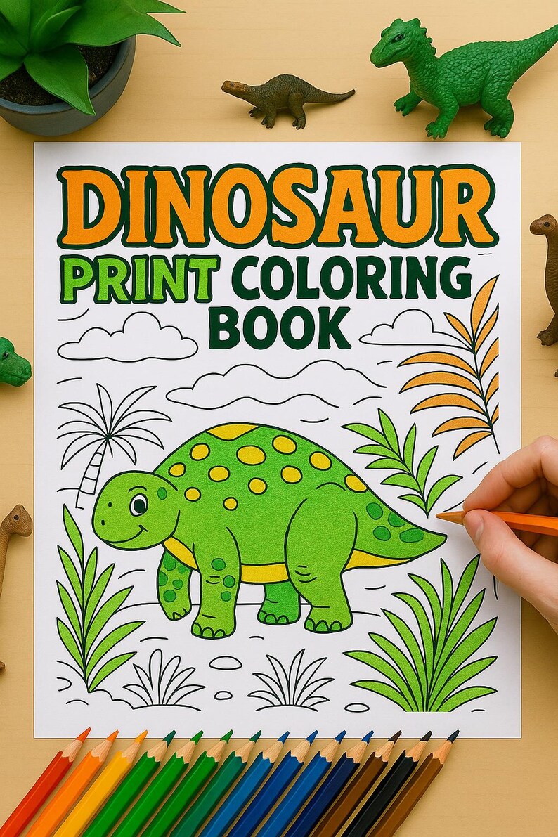 Dinosaur Digital Print Coloring Book Pages, Fun for Kids and Anyone ...
