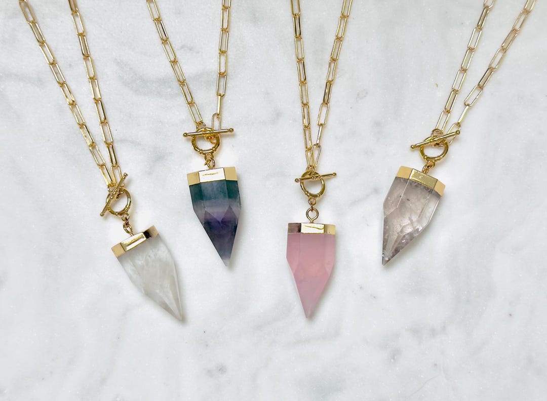 Goddess Crystal Pendulum Necklace on 18k Gold Paperclip Chain - Etsy