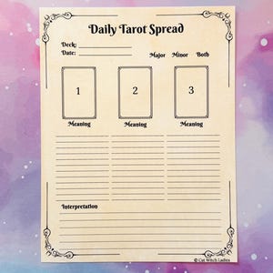 Printable Daily Tarot Log Sheet for Witches – Instant Download Single ...