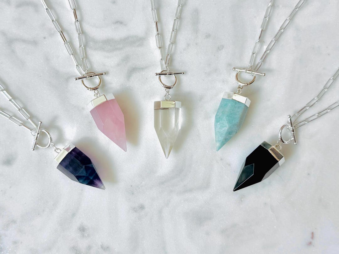 Goddess Pendulum Necklace: Crystal Point, Silver Paperclip Chain - Etsy
