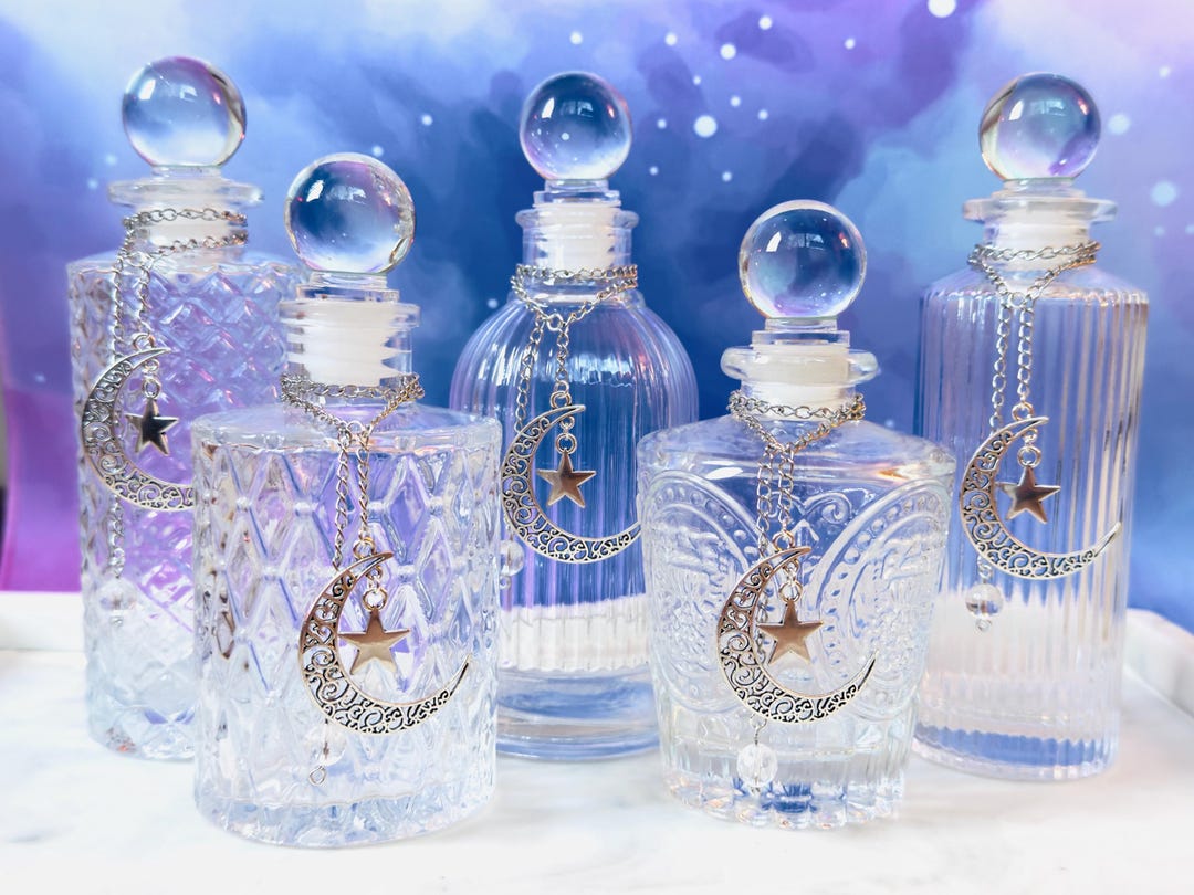 Moon Water Decanter With Antique Silver Moon Charm - With Quartz - Free ...