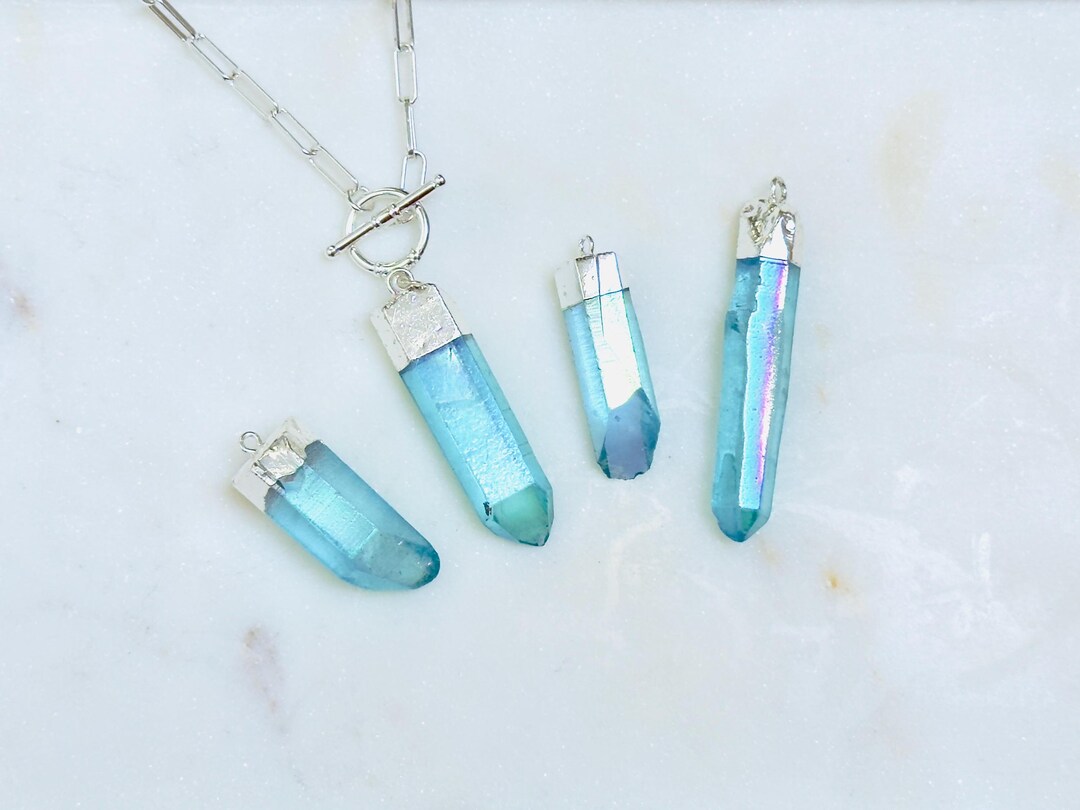 Blue Angel Aura Quartz Mermaid Pendulum Necklace Paperclip *free ...