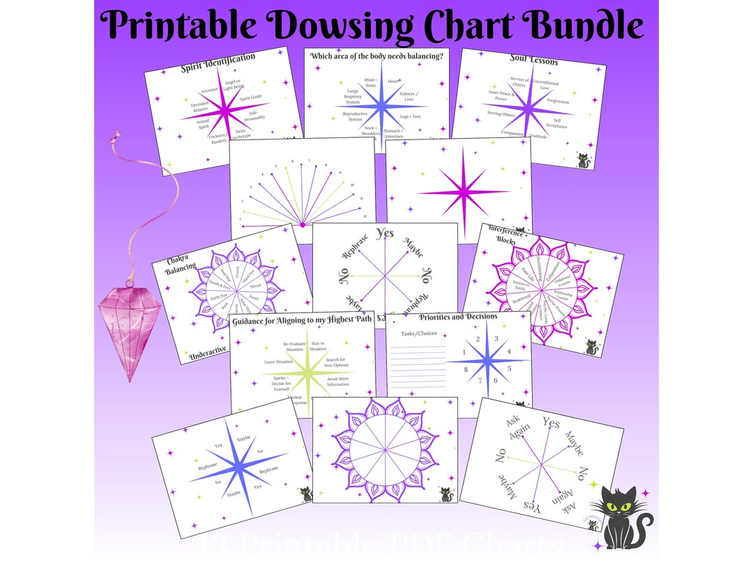 Pendulum Dowsing Charts Bundle - 13 - Printable Boards for Spiritual ...