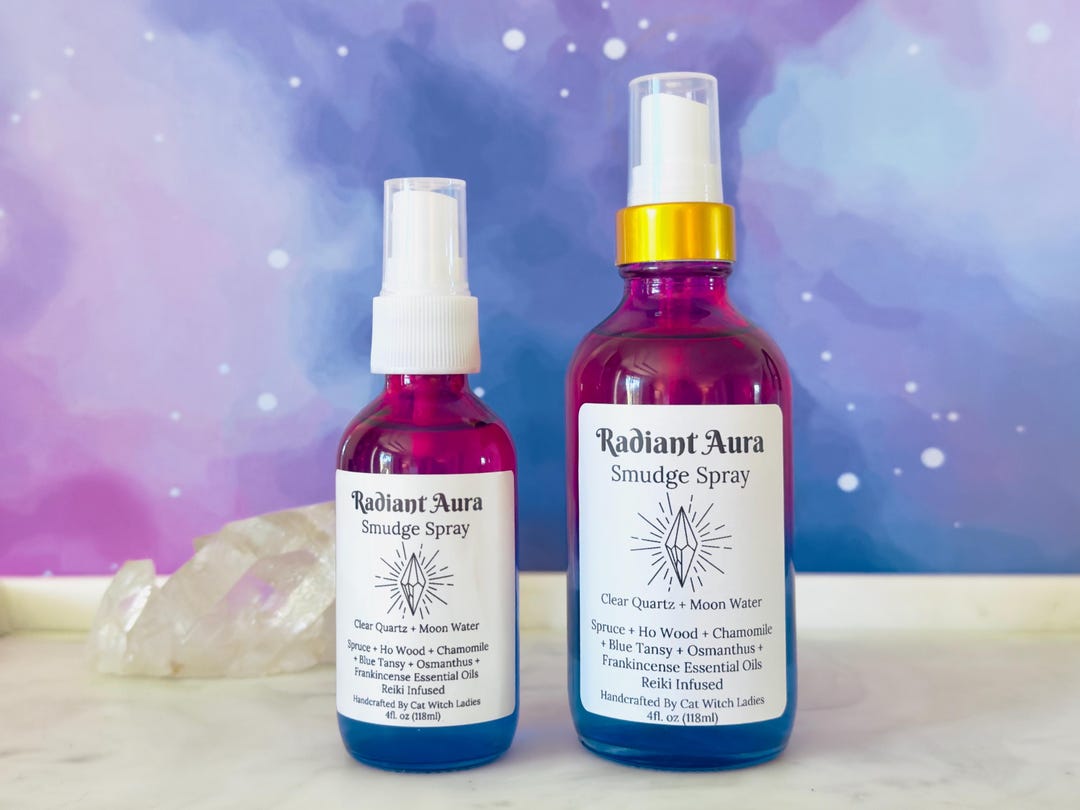 Potent Moon Water Smudge Sprays W. Quartz Chips & FREE Spell Card - 4 ...