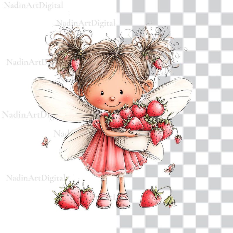 Strawberry Fairy PNG Clipart, 10 Whimsical Garden Illustrations ...