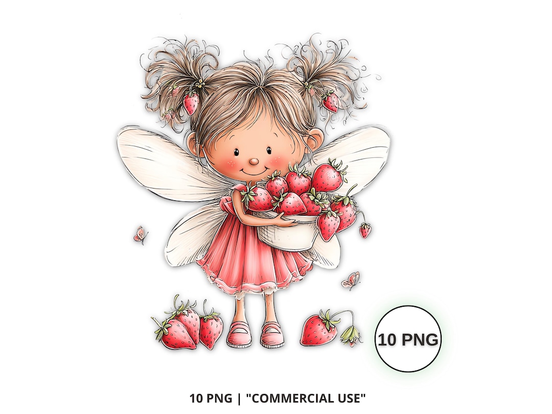 Strawberry Fairy PNG Clipart, 10 Whimsical Garden Illustrations ...