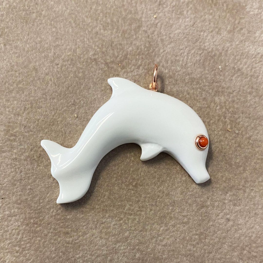 Dolphin in White Bioresin and Coral - Etsy