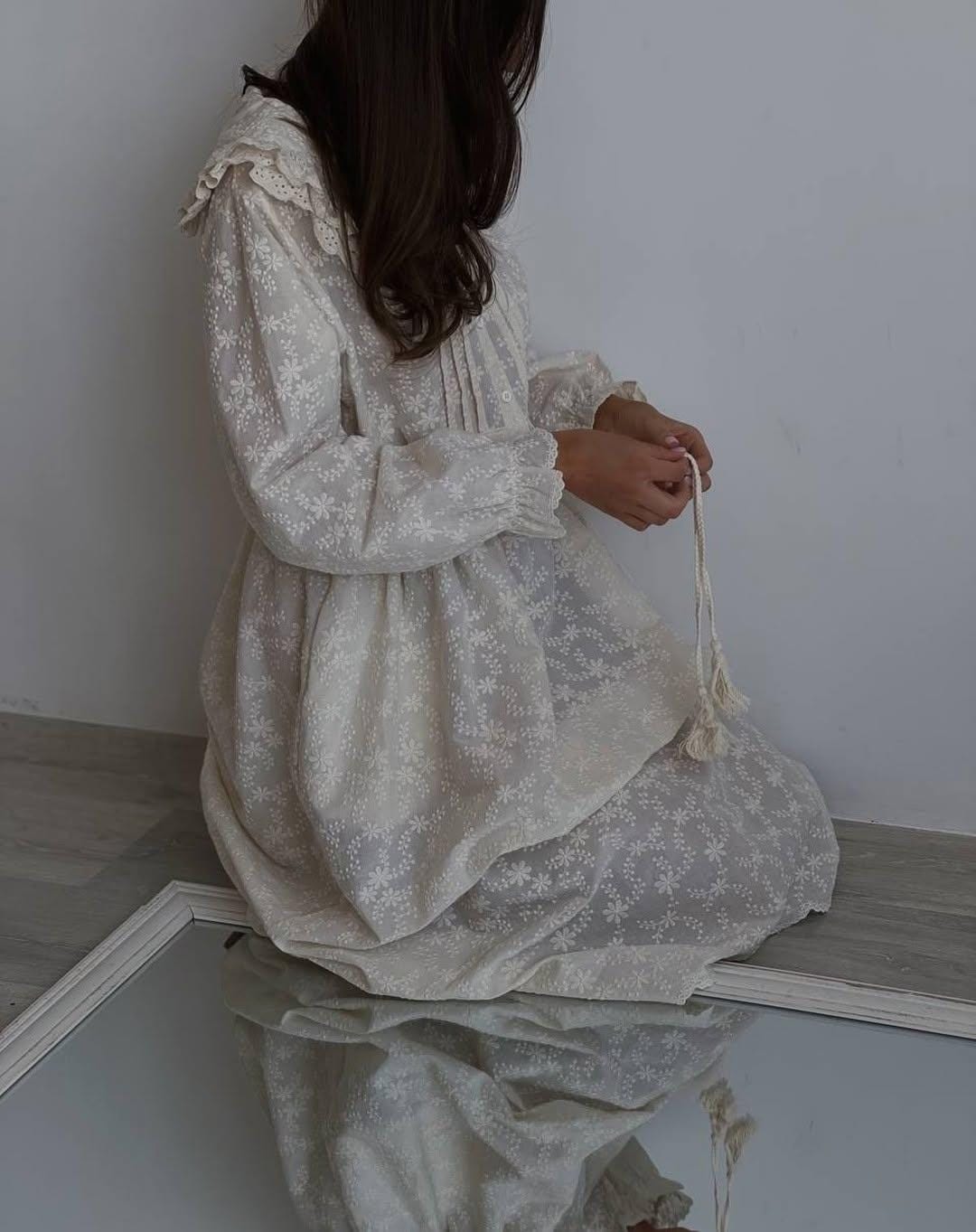 Ivory Midi Dress | Cottagecore Embroidered Dress, | Casual Boho ...