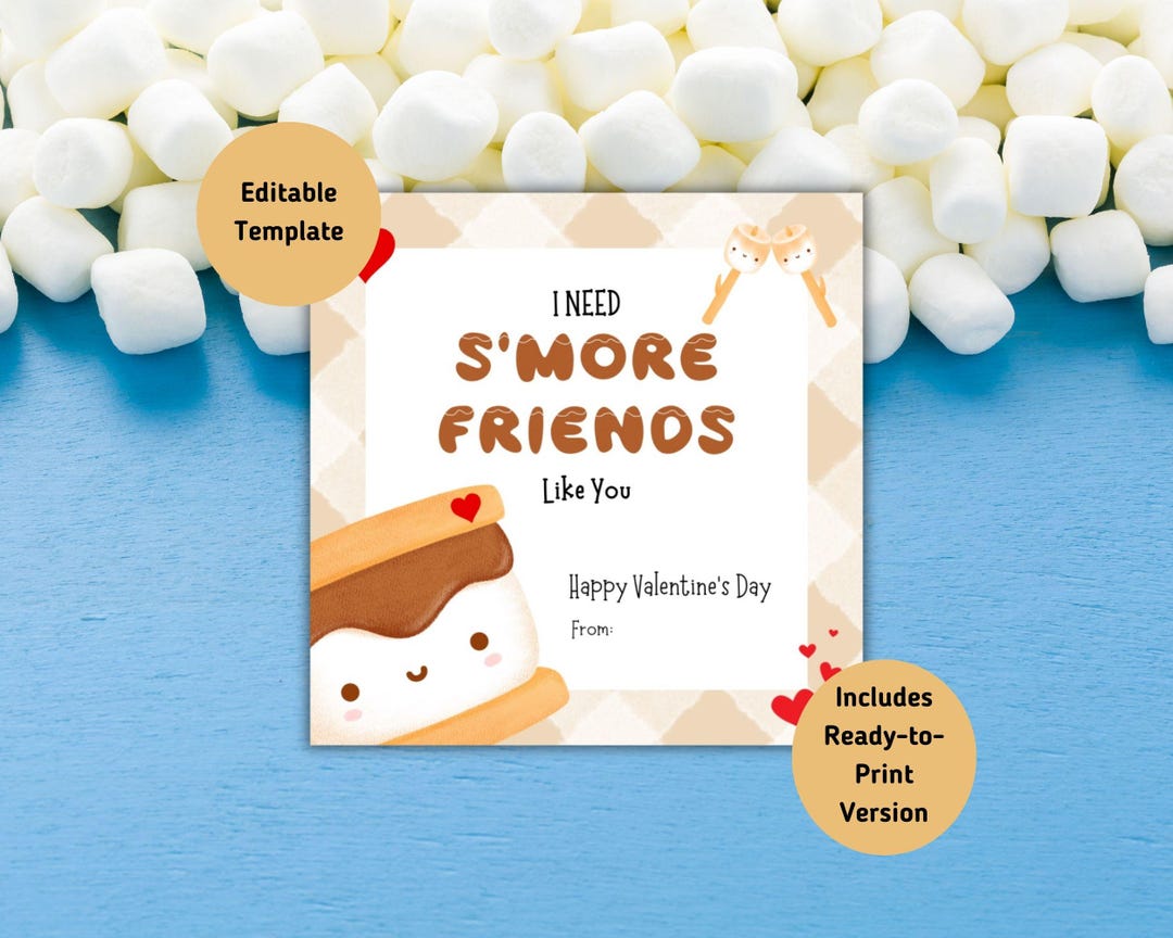 EDITABLE Smore Valentine's Day Card Printable Valentine's Day Valentine ...
