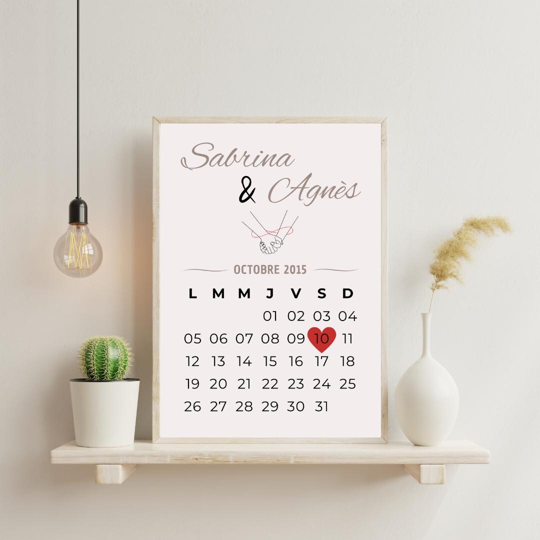 Personalized Couple Calendar Poster - Etsy