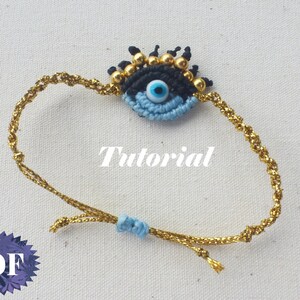 Macrame Bracelet Tutorial - Eye Bracelet Micro Macrame Jewelty Pattern - Turkish Eye Protection ...