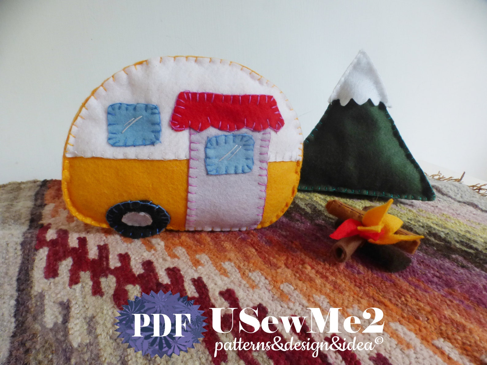 Toy Car Pattern Felt Camper Van Fabric Tutorial - Camper, Mountain and ...