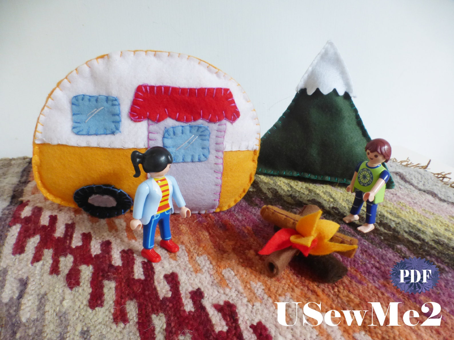 Toy Car Pattern Felt Camper Van Fabric Tutorial - Camper, Mountain and ...
