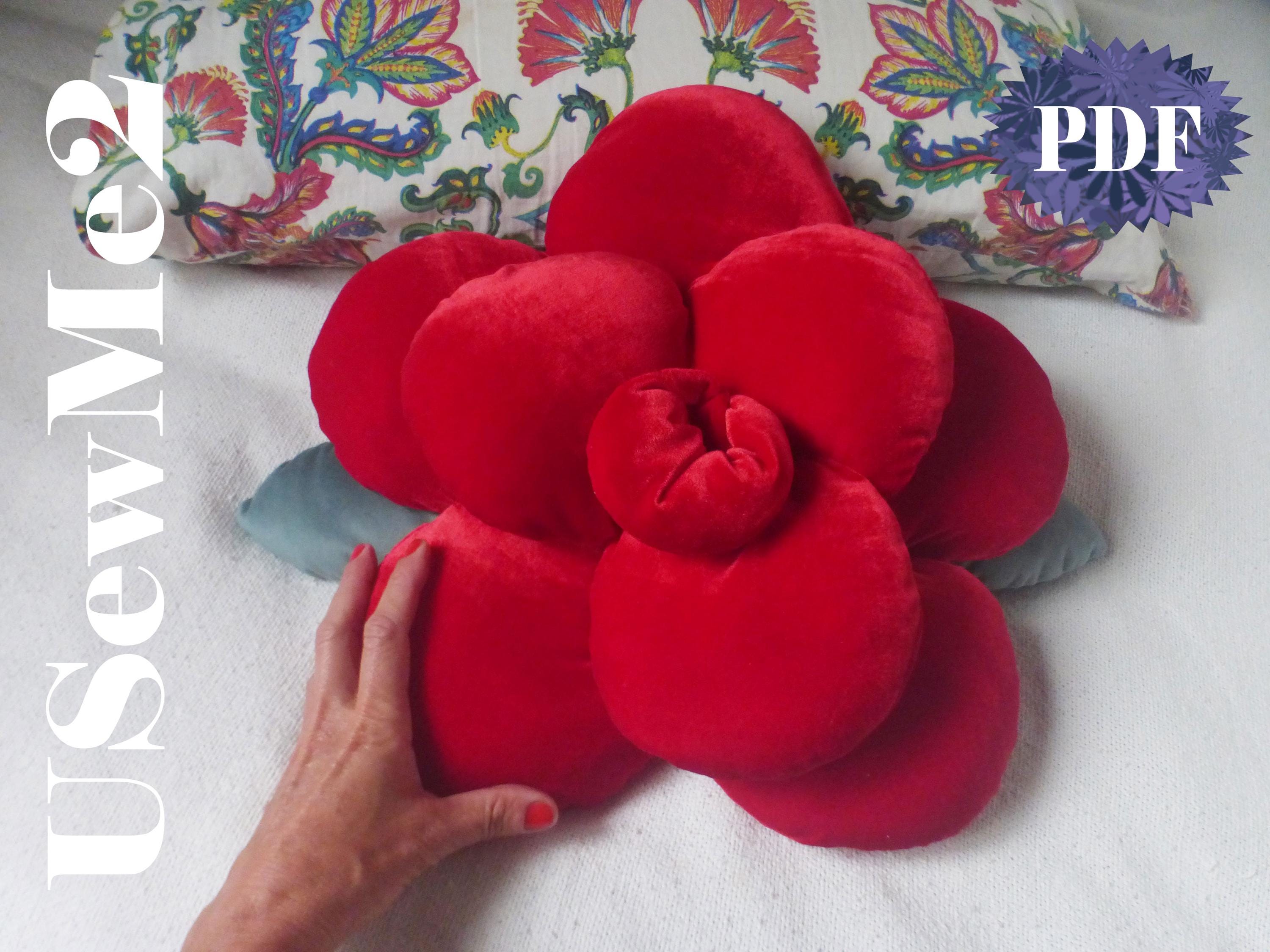 Rose Pillow Sewing Pattern Decorative Handsew Flower Round Cushion Soft ...