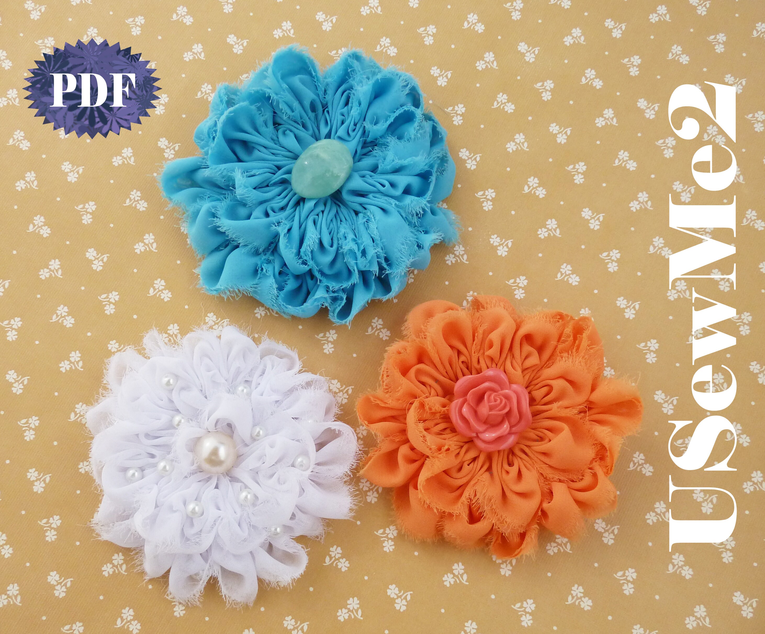 Fabric Flower Sewing Pattern Angie Fabric Flower Tutorial Print Template Rosette Christmas Decor ...