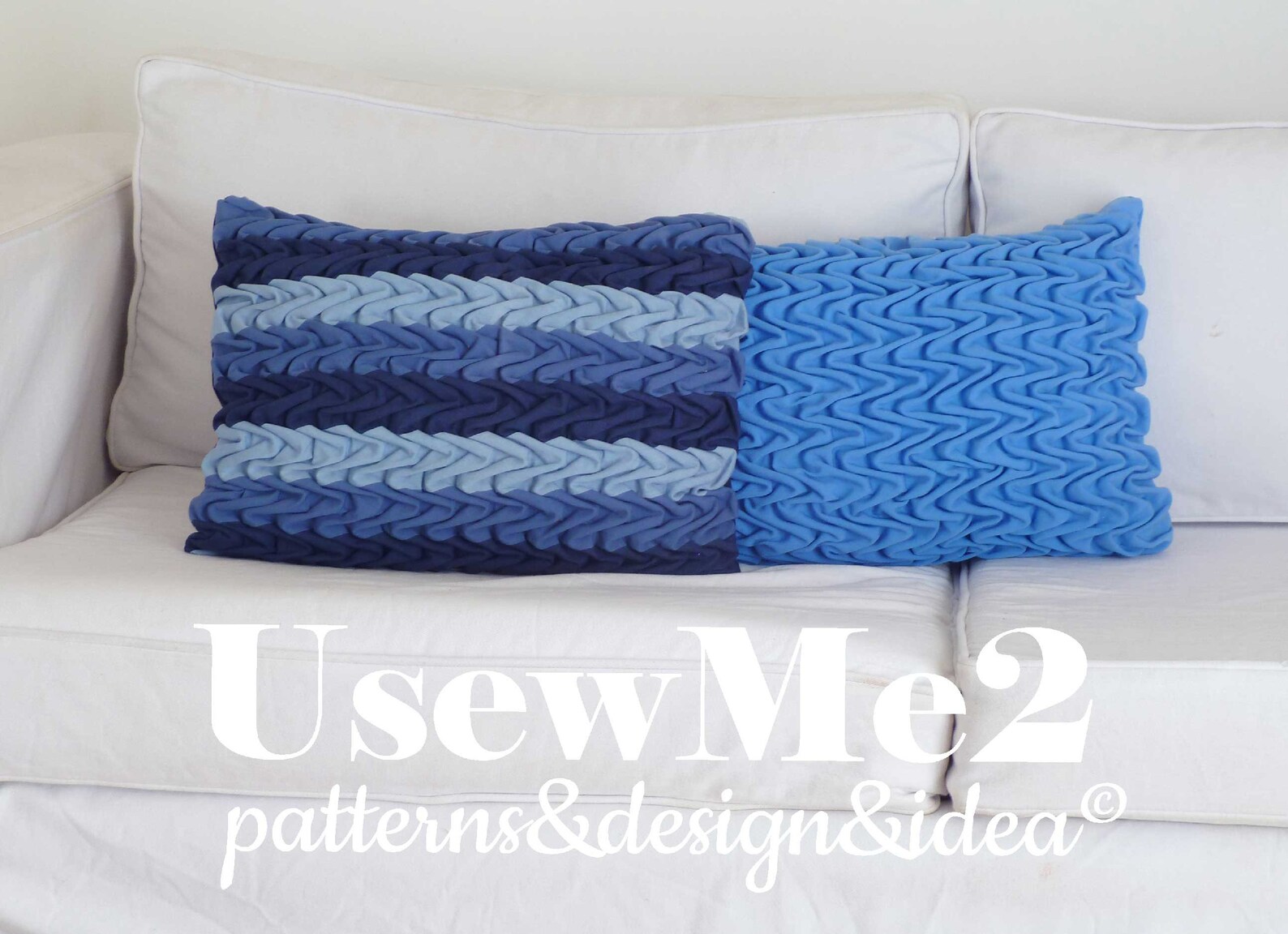 Smocked Pillow Sew Pattern Waves Rectangle Hand Sew Cushion PHOTO ...