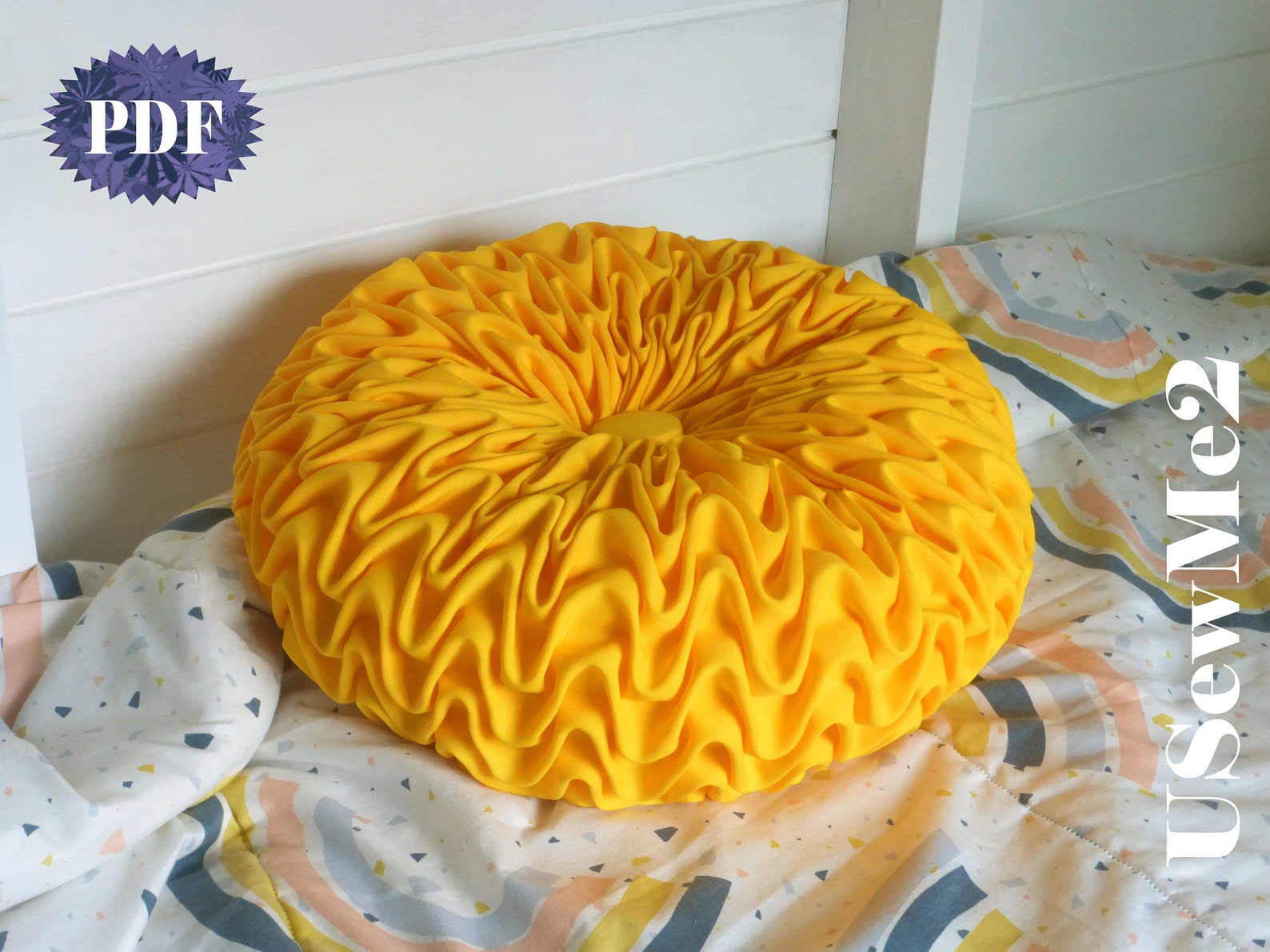 Smock Pillow Sewing Pattern PDF - SUN Decorative Sewing Smocked Round ...