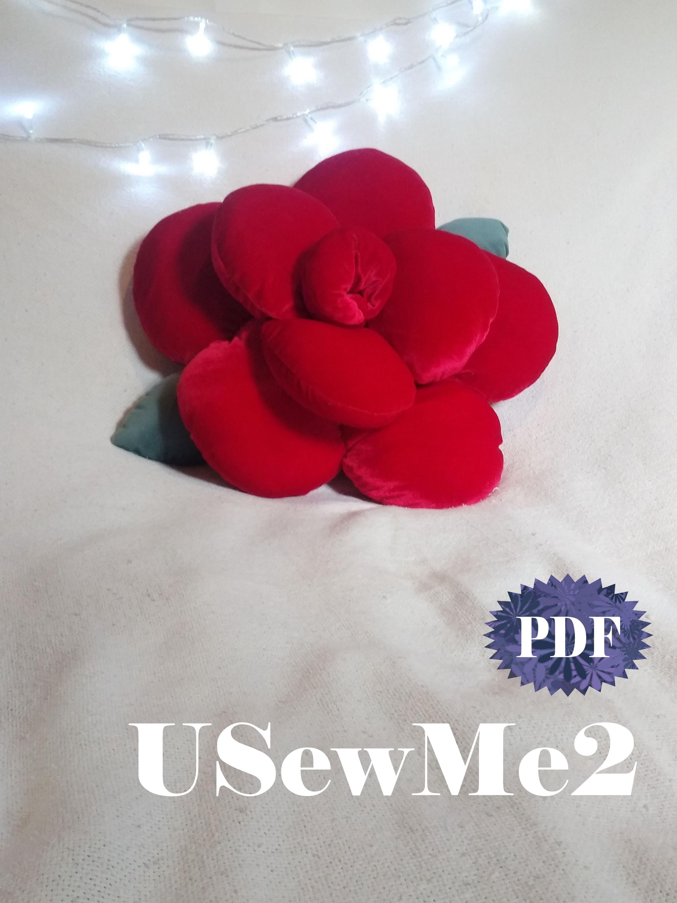 Rose Pillow Sewing Pattern Decorative Handsew Flower Round Cushion Soft ...